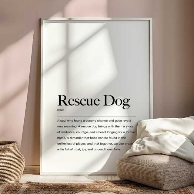 Rescue Dog Definition Print, Poster, Decor, Wall Art, Christmas, Gift ...