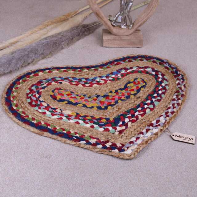 Rongit Heart Shape Rag Rug Doormat Cotton & Jute 60cm by Etsy ...