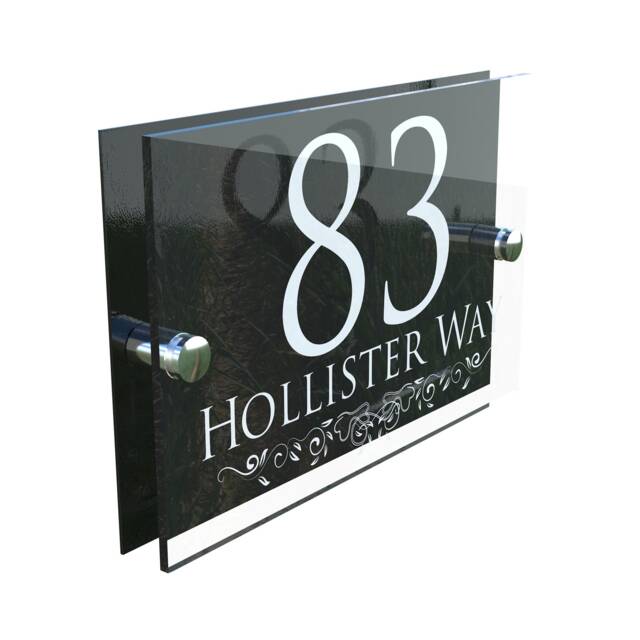 Decorative Acrylic & Aluminium Personalised Wall Plaque House Number ...