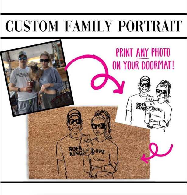 Custom Family Portrait Doormat Personalized Welcome Rug With Sketch ...