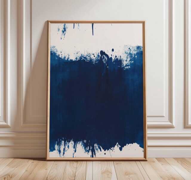 Abstract Blue Watercolor, Modern Art Print, Contemporary Wall Art, Navy ...