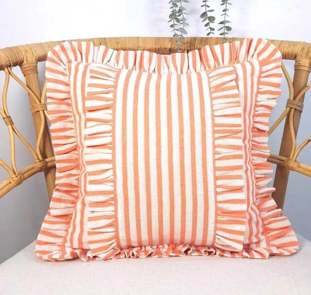 Bohemian Frill Linen Striped Pillow Cover - Different Color Options ...