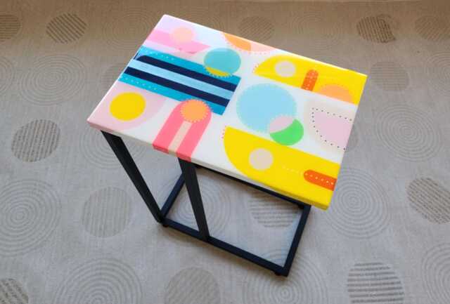 Retro 80's Postmodern Memphis Milano Style Resin Couch Table, Colorful ...