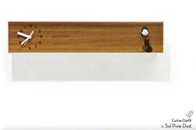 Modern Cuckoo Bird Clock - Solid Wood Wooden Wall/Table Minimalist Art ...