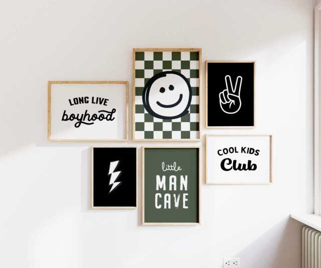 Rad Cool Little Dude Lightning Bolt Square Gallery Wall Set Of 6 Prints ...