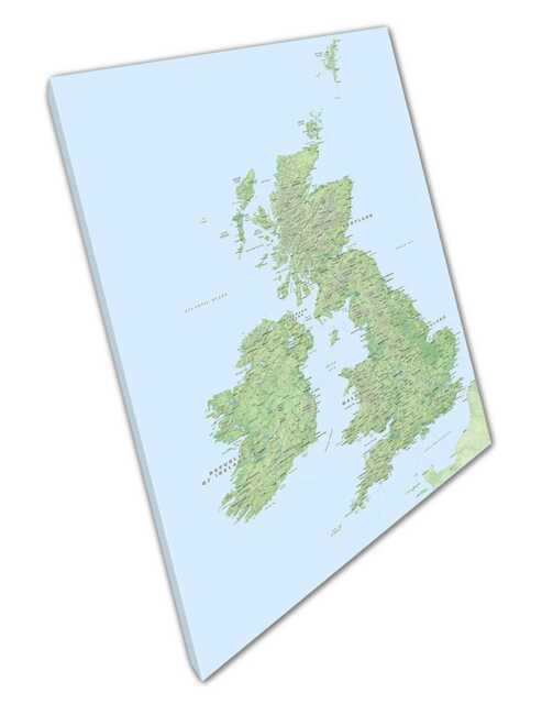 Detailed UK Map Wall Art Great Britain's Cities, Roads & Rivers - Ready ...