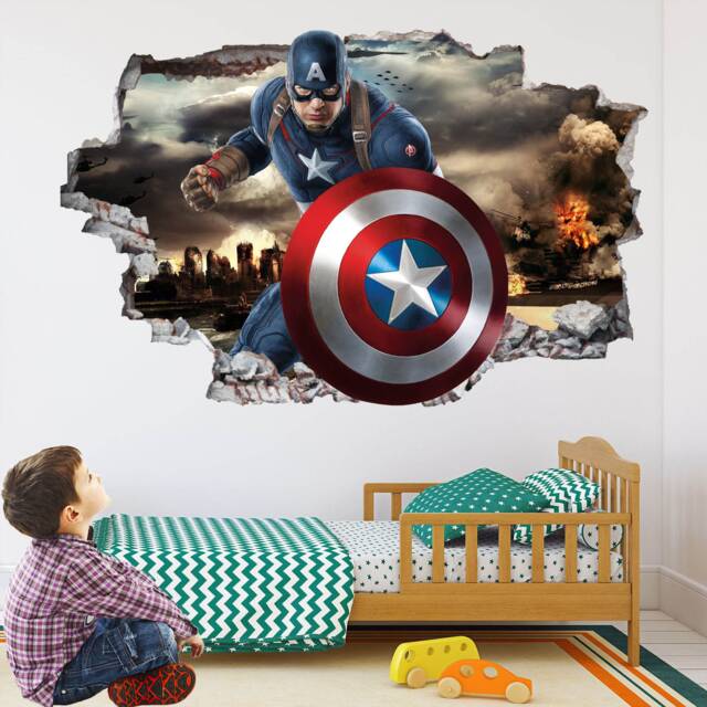 Captain America Superhero Wall Decal Sticker Mural Poster Print Art ...