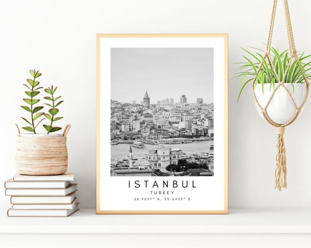 Istanbul Print Black & White Cityscape Art - Printable by Etsy ...