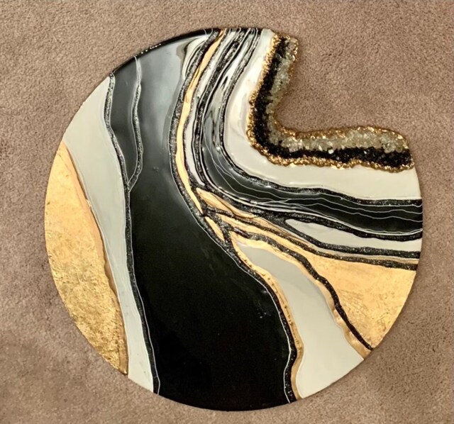 Original Abstract Painting, Resin Art - Agate Geode Painting Round ...