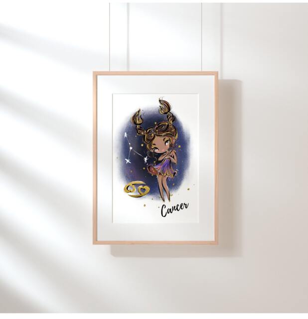 Cancer Zodiac Name Print - Personalised Star Sign Constellation Wall ...