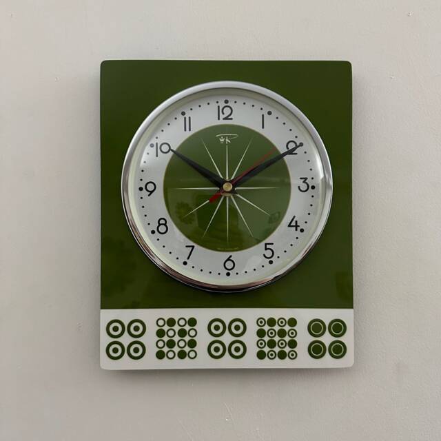 Handmade European 1970's Style Wall Clock in Avocado With Starburst ...