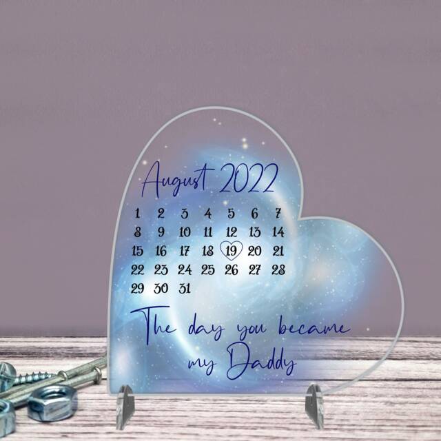 Personalised The Day You Became My Daddy Fathers Acrylic Heart Baby Dad ...