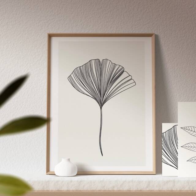 Ginkgo Outline Gicl??e Print. Botanical Line Art Print by Etsy | ufurnish.com