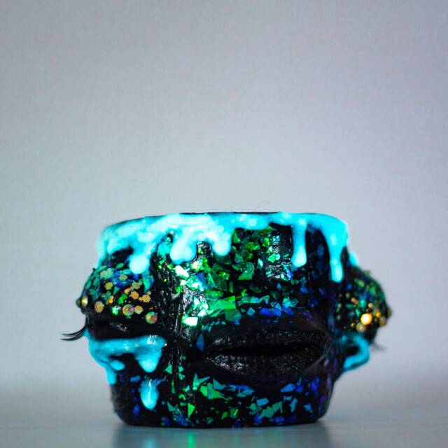 Halloween Creepy Face Candleholder, Opal, Iridescent, Slime, Glow in ...