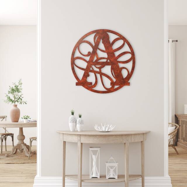Initials Letter Sign Metal, Steel Corten, Rust Effect, Metal Wall Art ...