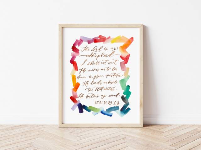 Psalm 231-3 Wall Art, Christian Gift, Psalms Bible Verse Scripture Sign ...