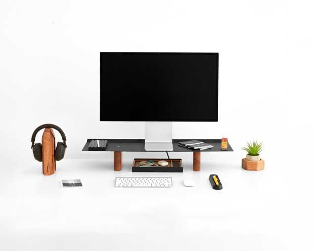 Modern Metal & Wooden Monitor Stand - Ergonomic Desk Riser For Stylish ...