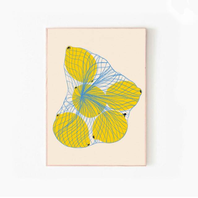 Lemon in Blue Net Print - A4 Prints - A3 A2 Art Illustrated By Weezy ...