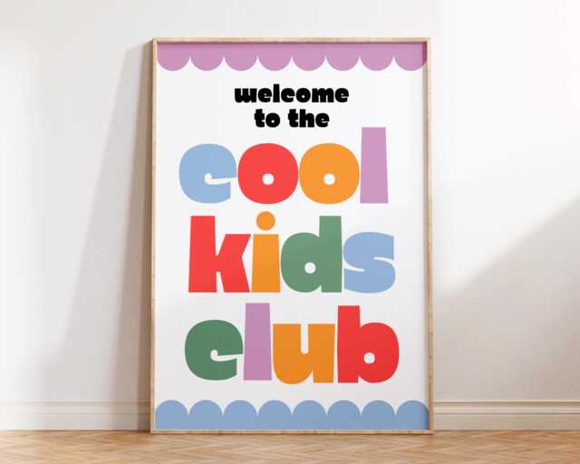 Cool Kids Club Print - Bedroom Boy Girl Toddler Unisex Poster Playroom ...