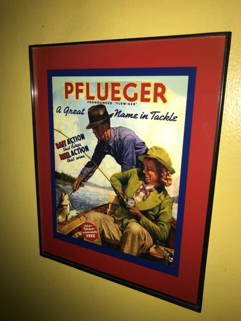 Pflueger Couple Fishing Lure Tackle Bait Shop Bar Framed Advertising ...
