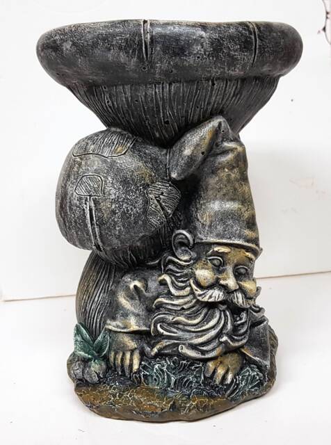 Gnome Birdfeeder, Concrete Gnome, 8 In.(20cm, Dwarfish Goblin, Earth ...