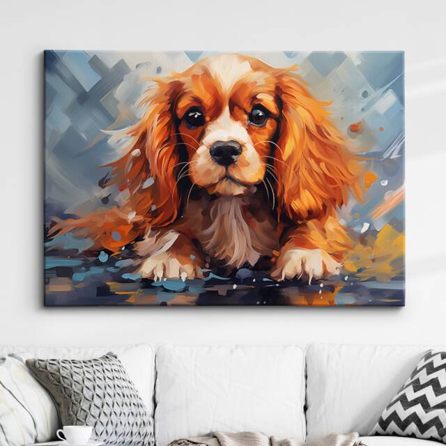 Cavalier King Charles Spaniel Crown Dog Pet Abstract Modern Painting ...
