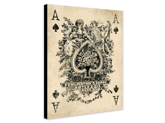 Ace Of Spades Vintage Playing Card Wall Art - Wrapped Frame Canvas Rolled Photo/Poster Print by ...