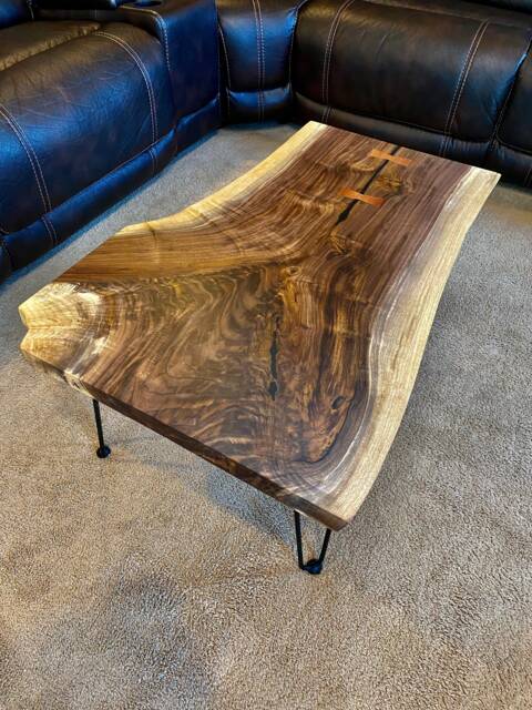 Custom Live Edge Coffee Table - Handmade Wood Rustic Modern Furniture Natural Home Decor Made To ...
