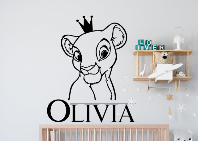 The Lion King Wall Decal Cartoon Sticker Nala Custom Name Nursery Decor ...
