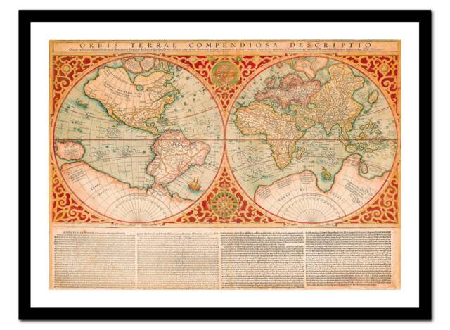 Old Map Of World 1637 - Art Print Vintage Poster Antique Picture Retro ...