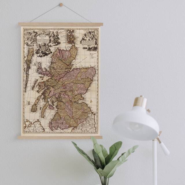 Framed Canvas Map Of Scotland From 1680- Wall Art Prints- Art- Ready To ...
