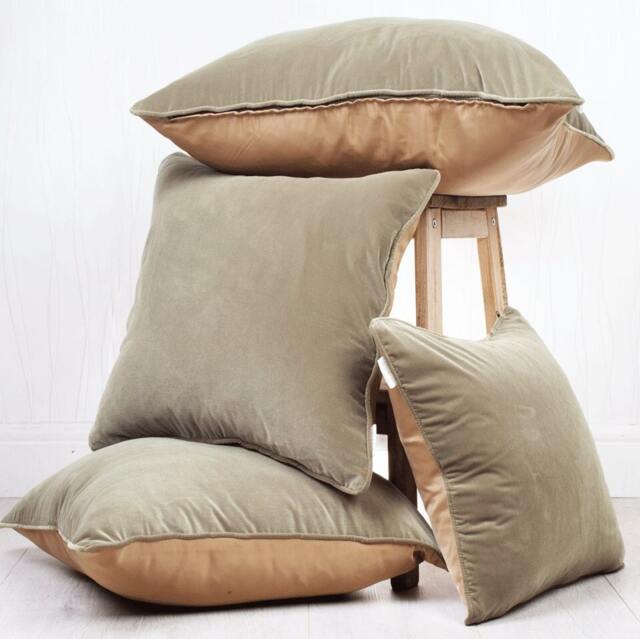 Square Plain Cushion Covers - Green Velvet Scatter Throw Cushions ...