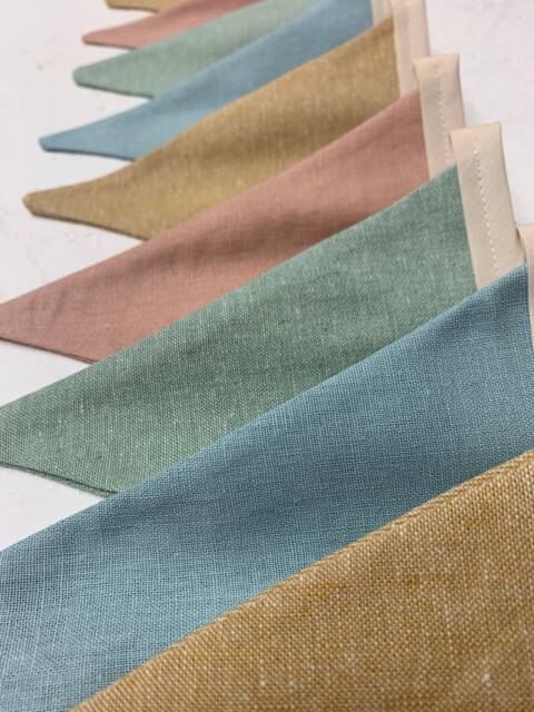 Linen Bunting - Duck Egg, Sage & Mustard Fabric Baby Shower Nursery ...
