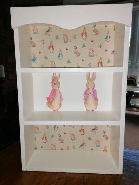 Large Wooden Shelf Display Unit Freestanding Wall Flopsy Bunny Beatrix ...