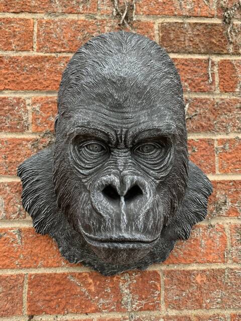 stone Garden Large Detailed Gorilla Ape Head Wall Hanging Plaque ...