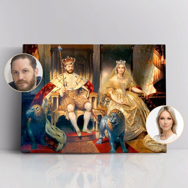 The King & Queen Portrait - Custom Royal On Canvas Victorian Regal Lord ...