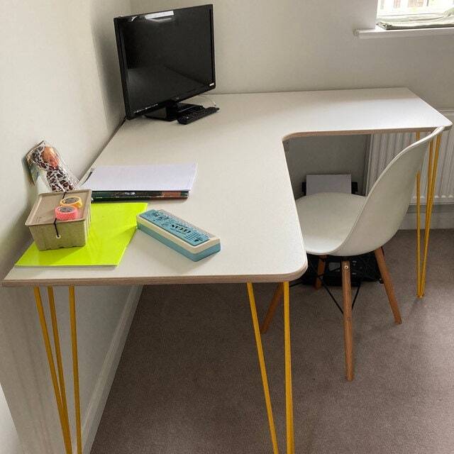White Birch Plywood Minimalist Scandi Corner Desk by Etsy | ufurnish.com
