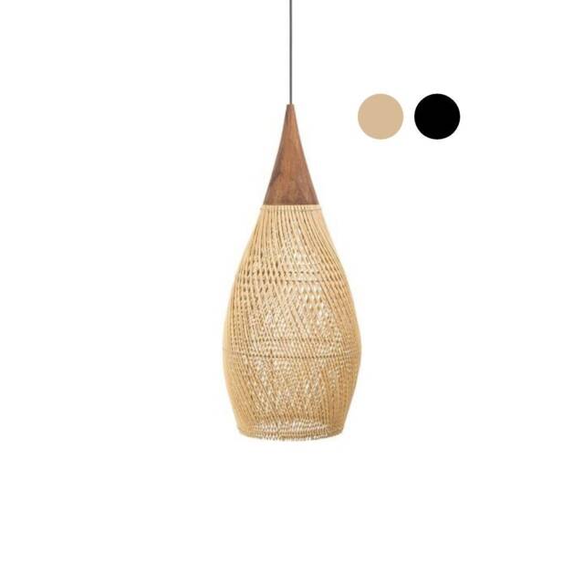 Horn Lamp - 85cm Large - Rattan Lamp Shade Wicker Rustic Pendant Light ...