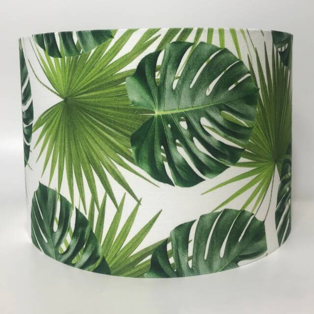 Cheese Plant & Fern, Palm Leaf, Tropical Fabric Ceiling Light Shade Or ...