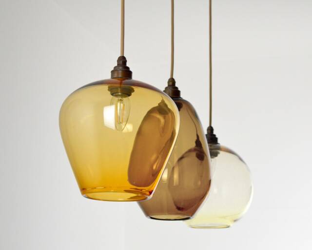 Hand Blown Glass Pendant Lights Mid Century Modern Lighting Amber Light ...