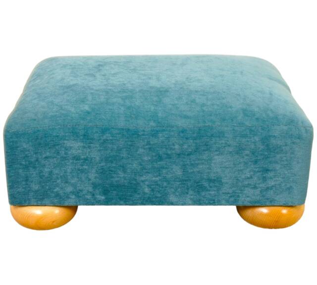 Chenille Velvet Footstool Small Ottoman With Wood Legs, Made in Britain ...