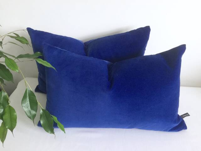 Royal Blue Velvet Cushion Cover Modern Home Decor, Handmade in UK by ...