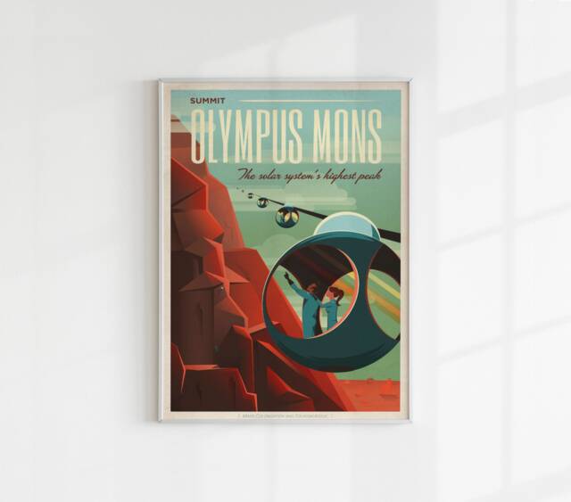 Olympus Mons Spacex Poster Retro Sci-Fi Art Deco Travel Print by Etsy ...