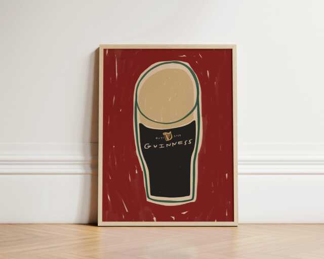 Guinness Pint Print, Eclectic Illustration Art, Kitchen Beer Art Glass ...