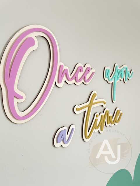 Once Upon A Time Wall Sign - Nursery Kid's Bedroom Decor Sweet Pastels ...