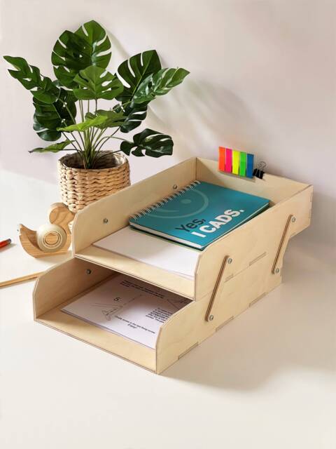Office Desk Organizer Desk Accessories Wooden Storage Wood Tray Home ...