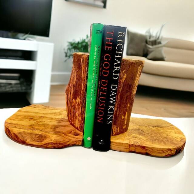 Olive Wood Rustic Wooden Bookends/Bookstand by Etsy | ufurnish.com
