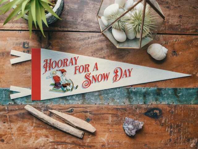 Hooray For Snow Day Felt Pennant - Winter Wonderland Wall Art Vintage ...