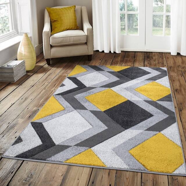 New Mustard Ochre Grey Rugs Small Large Mats Modern Contemporary Design ...