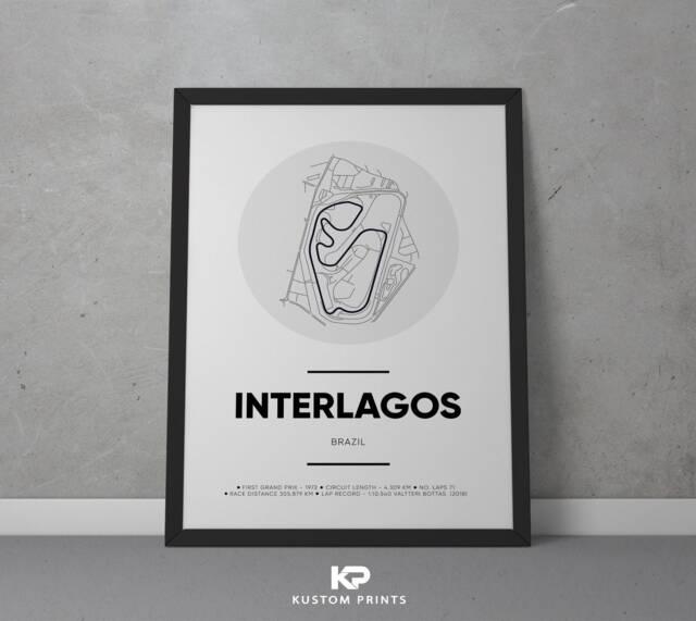 Brazil Grand Prix - F1 Race Track Poster Formula 1 Prints Interlagos ...